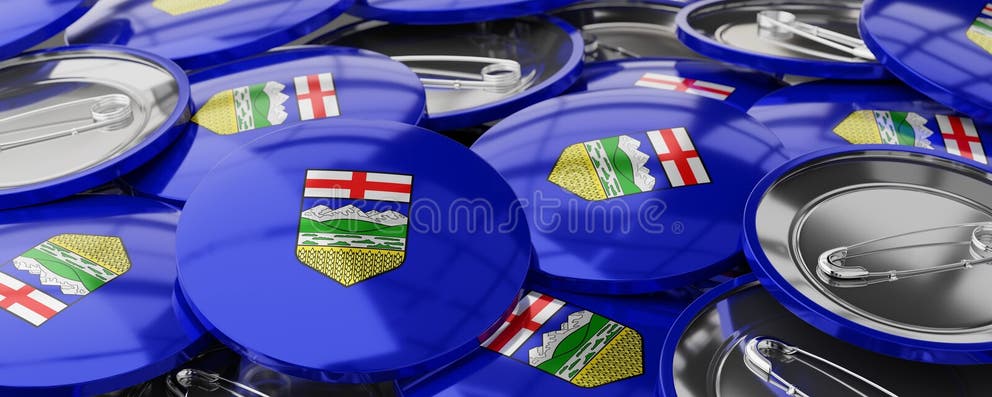 Alberta - Round Badges with Flag Stock Illustration - Illustration of ...