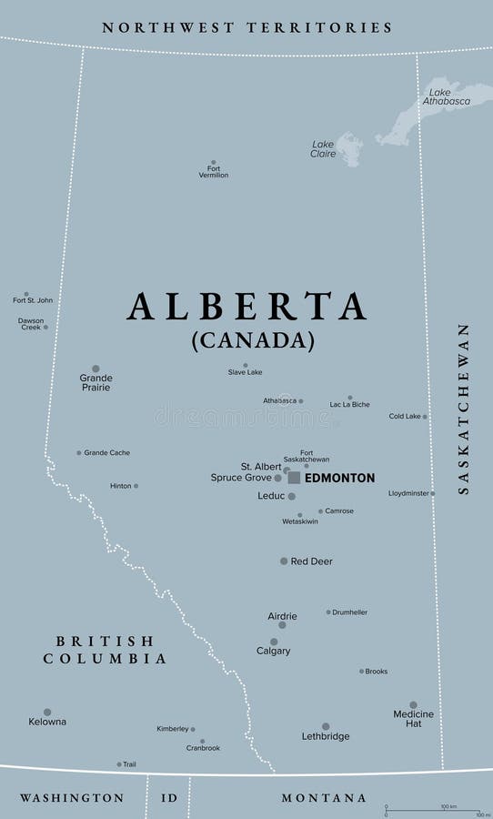 Alberta, Province of Canada, Gray Political Map Stock Illustration ...