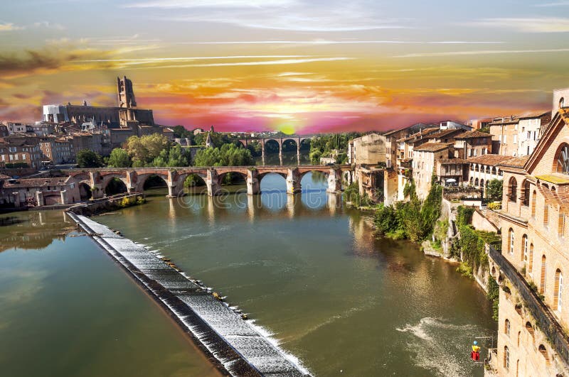 Albi at sunset stock photo. Image of color, facade, medieval - 140314702