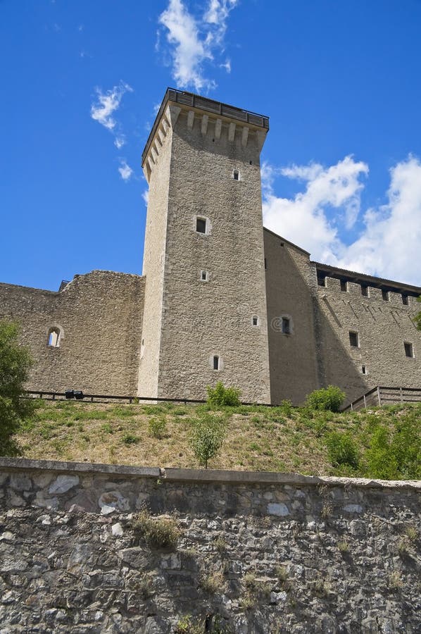 Castle of Spoleto at the Sunset with Clouds Stock Image - Image of dark ...