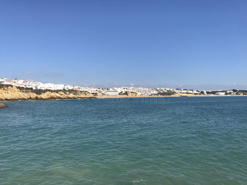 Albufeira coastline stock image. Image of buildings - 172928401