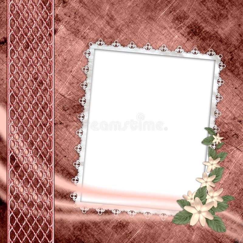 Album Cover with Frame and Flowers Stock Illustration - Illustration of ...