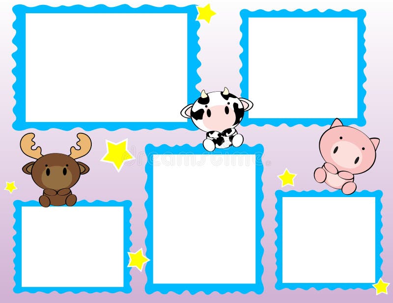 Album Frame Baby Animals Cartoon Illustration Poster Card Stock Vector ...