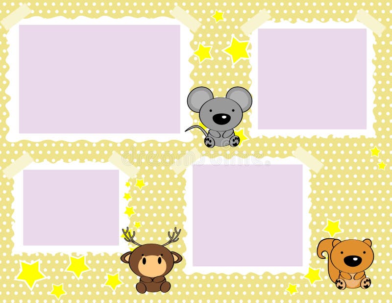 Album Frame Baby Animals Cartoon Illustration Background Stock Vector ...