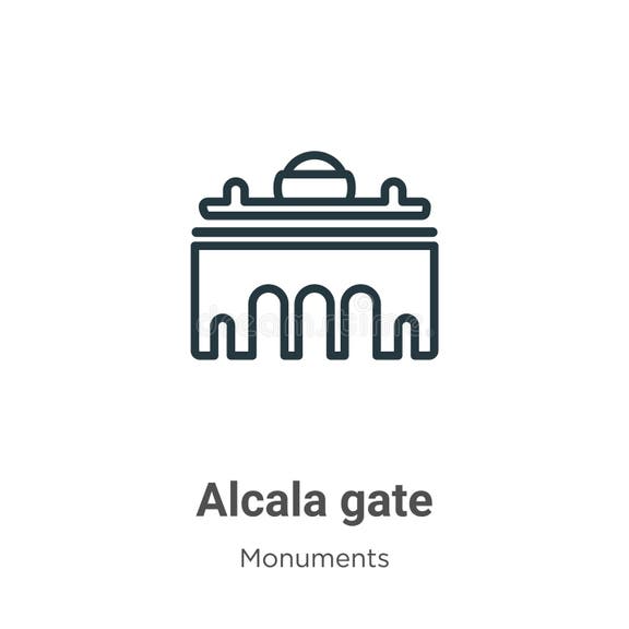 Alcala Gate Outline Vector Icon. Thin Line Black Alcala Gate Icon, Flat Vector Simple Element ...