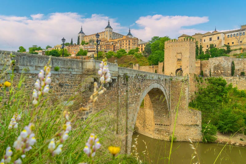 Alcantara Bridge, an Arch Bridge in Toledo, Spain Stock Photo - Image ...