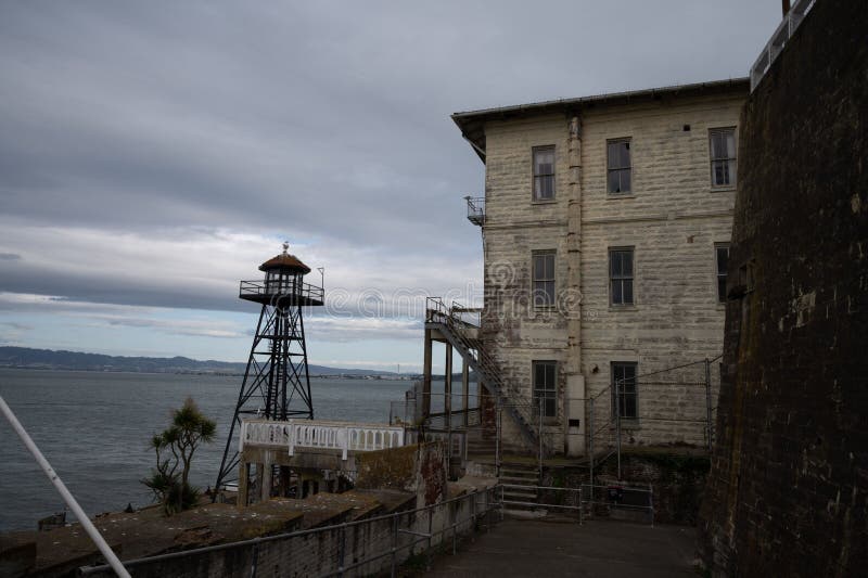 Alcatraz Prison Island on a Cloudy Day Stock Photo - Image of view ...