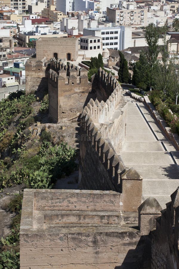 The Alcazaba of Almeria stock image. Image of tower, crenelated - 20538657