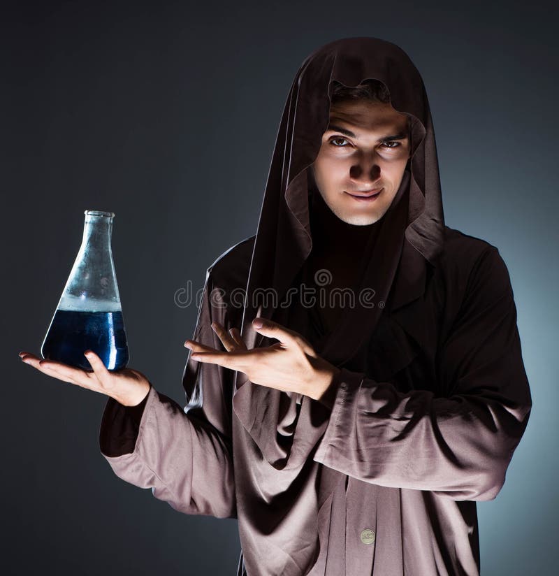 Alchemist Doing Experiments in Alchemy Concept Stock Image - Image of ...