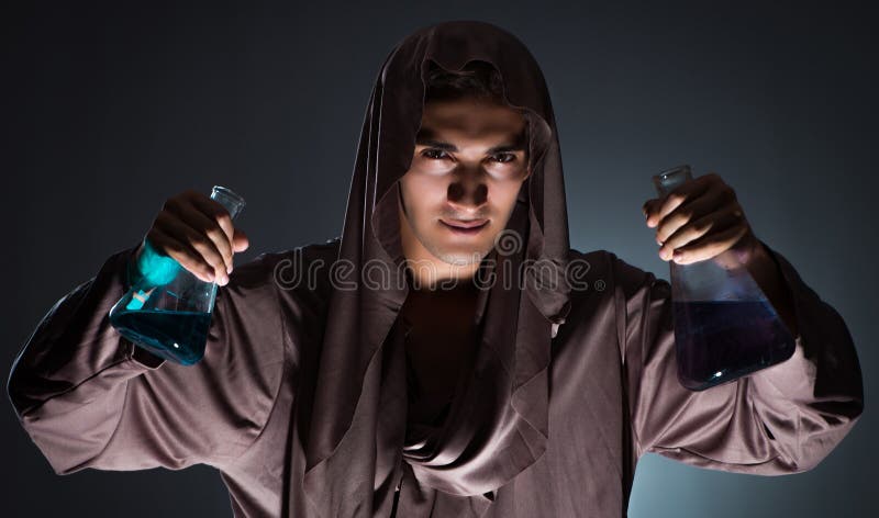 Alchemist Doing Experiments in Alchemy Concept Stock Image - Image of ...