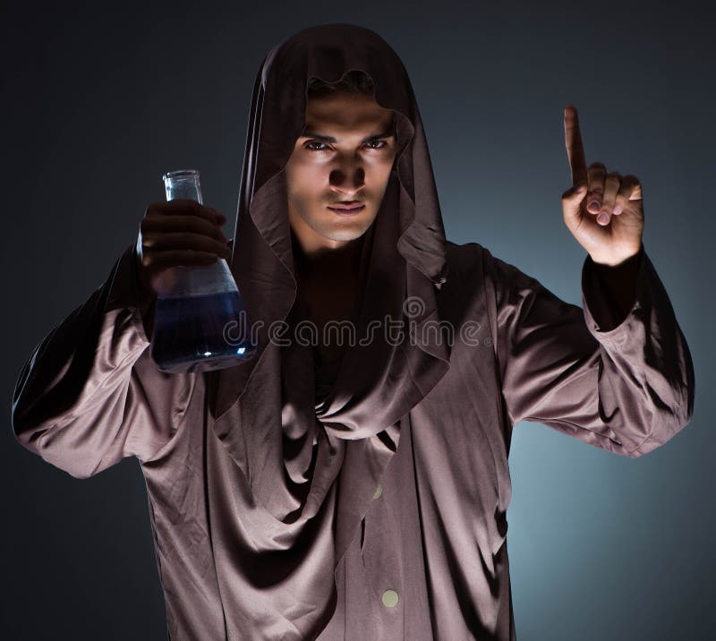 Alchemist Doing Experiments in Alchemy Concept Stock Image - Image of ...