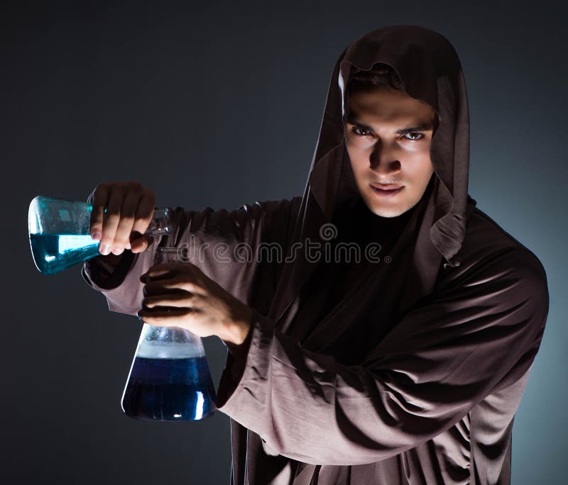 Alchemist Doing Experiments in Alchemy Concept Stock Image - Image of ...