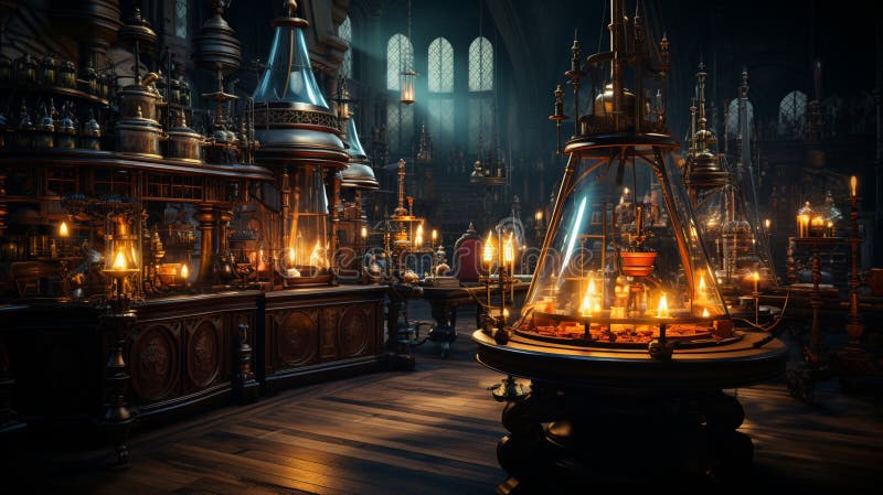 Alchemist Lab with Different Equipments Stock Illustration ...