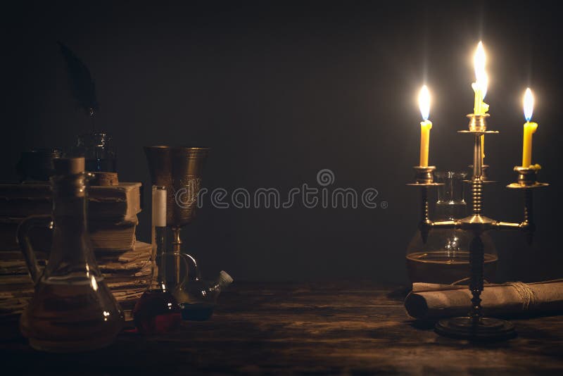 Alchemist. stock photo. Image of hermetic, book, golden - 139257804
