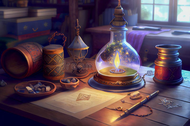 Alchemist Worktable. Wizard Laboratory, Generative Ai Illustration ...