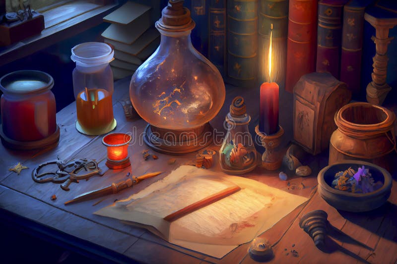 Alchemist Worktable. Wizard Laboratory, Generative Ai Illustration ...