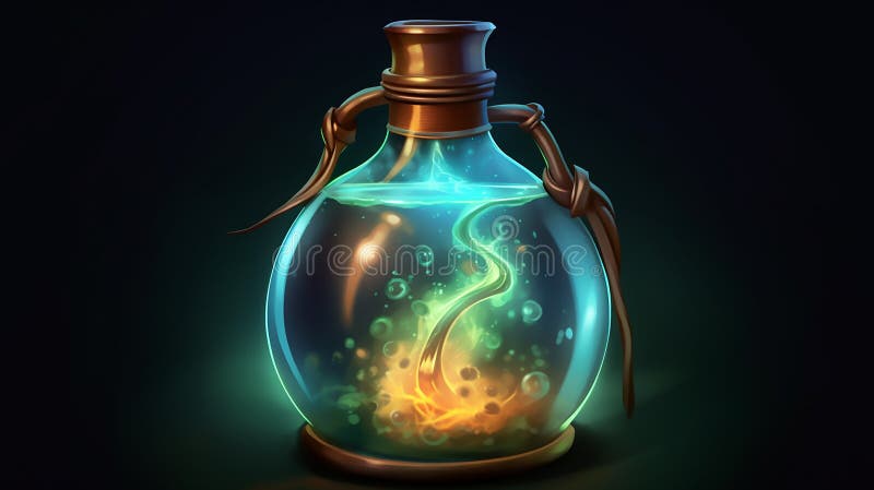 A Alchemists Flask with Glowing Fluid Inside.Generative AI Stock ...