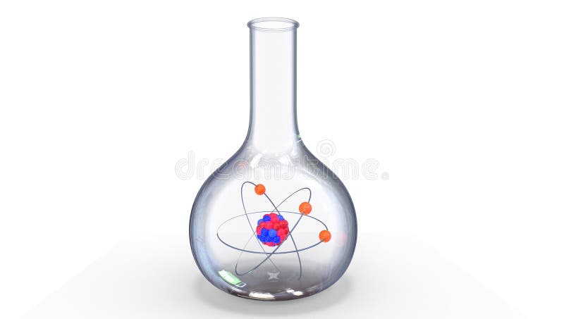 Alchemy Flask with an Atom Inside, 3d Illustration Stock Illustration ...