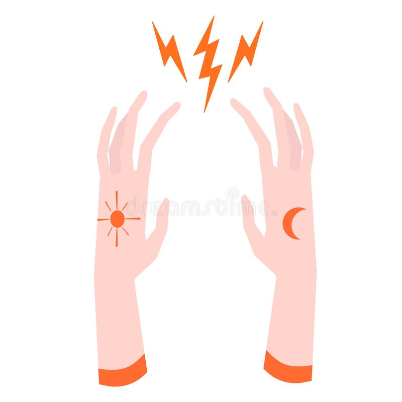 Alchemy Hands Flat Illustration on White Stock Vector - Illustration of ...