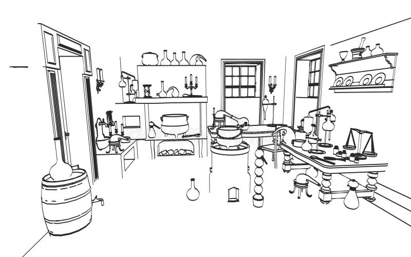 Alchemy laboratory stock illustration. Illustration of aludel - 70607772