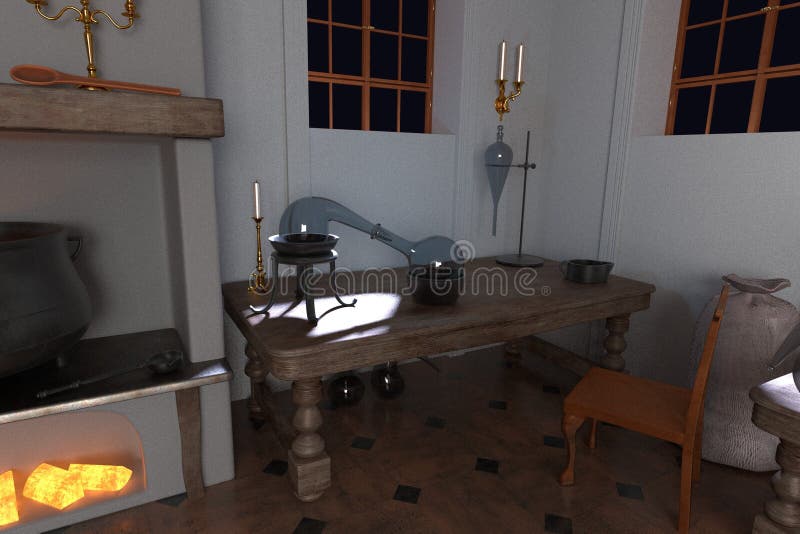 Alchemy laboratory stock illustration. Illustration of aludel - 70607772