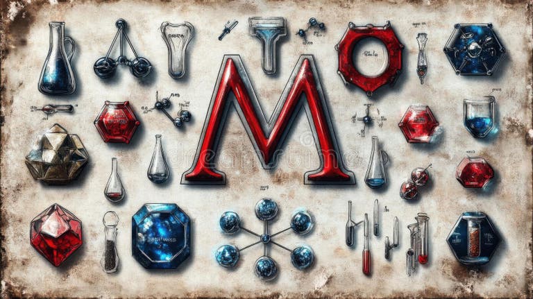 Alchemy: Molecular Structures & Vessels Stock Illustration ...