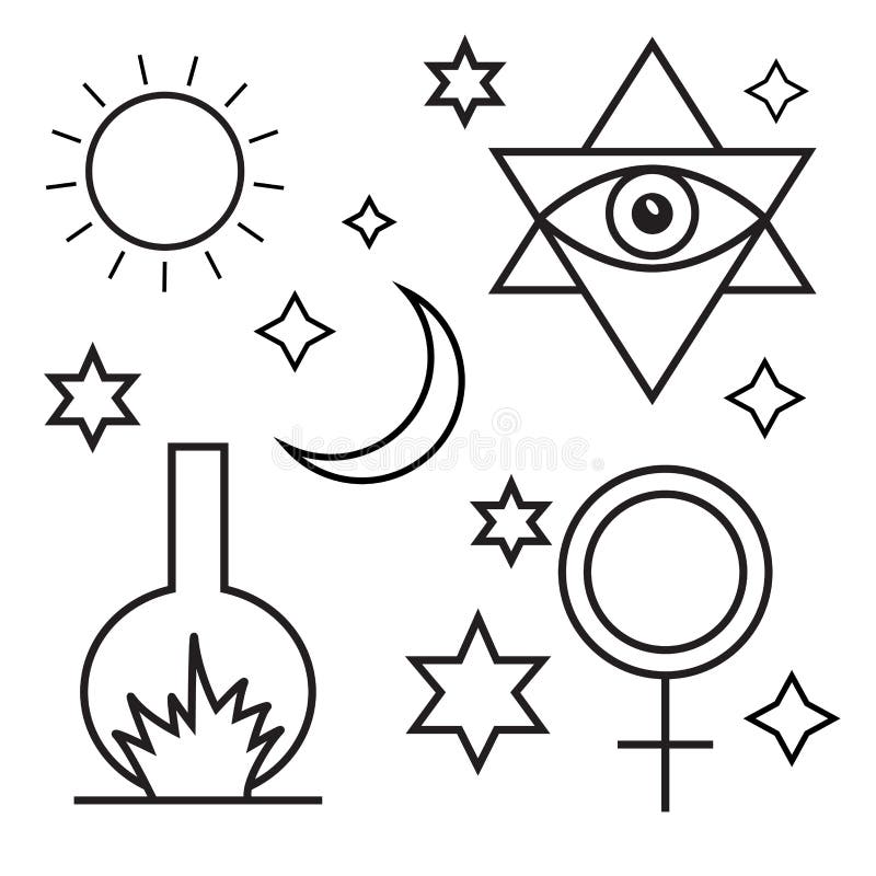 Alchemy Spirituality Occultism Chemistry Magic Symbols Stock