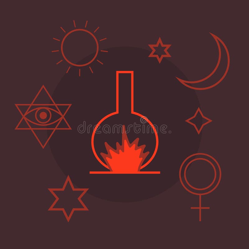 Alchemy Spirituality Occultism Chemistry Magic Symbols In Flat