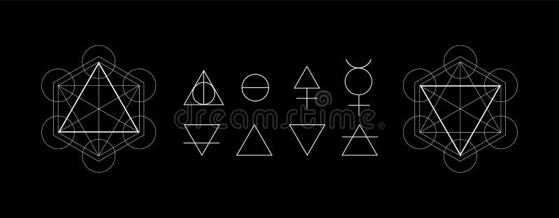 Alchemy Symbols Isolated on Dark Background. Magic Vector Decorative ...