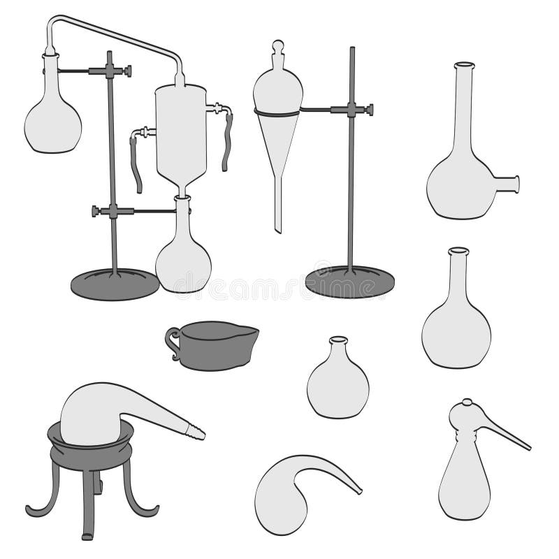 Alchemy tools set stock illustration. Illustration of science - 70696073