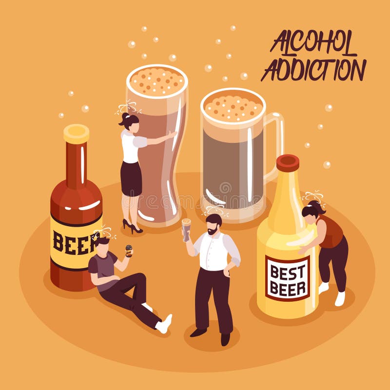 Alcohol Abuse Addicted Man Vector Stock Vector - Illustration of ...