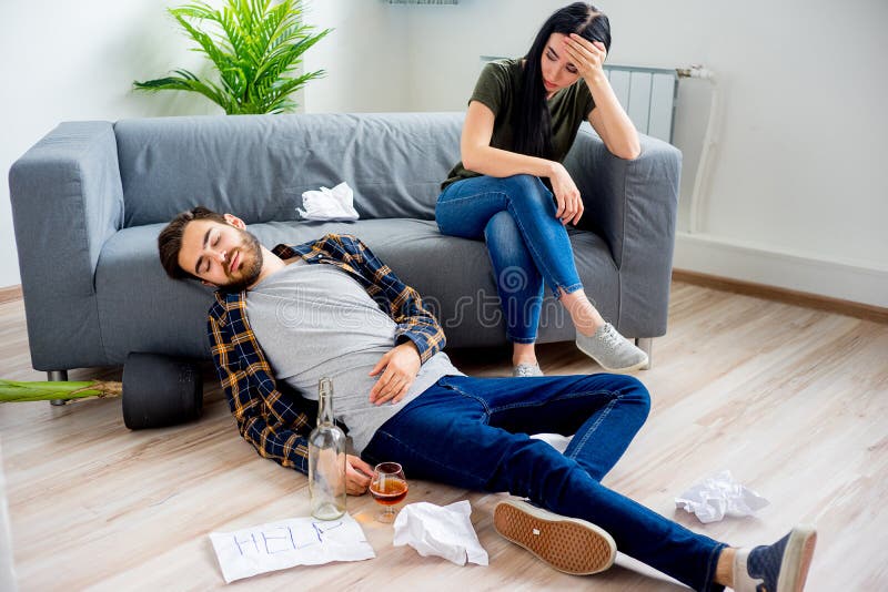 Alcohol addicted husband stock photo. Image of portrait - 99890404