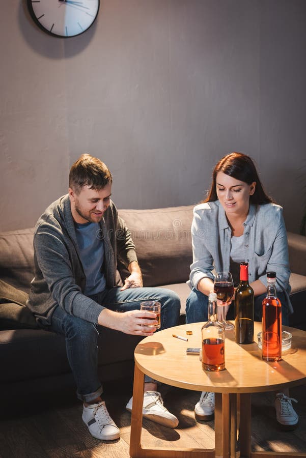 View of Alcohol-addicted Husband and Stock Photo - Image of people ...