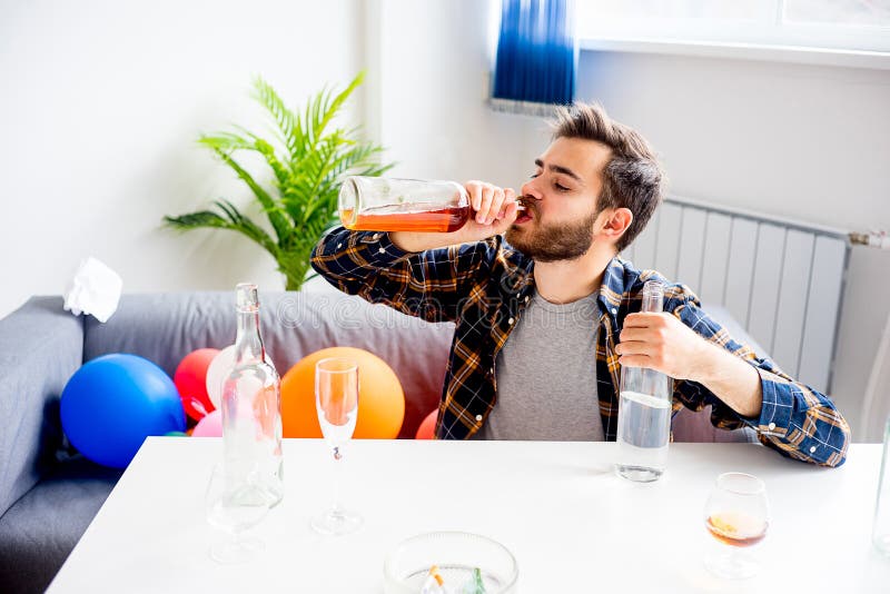 Alcohol addicted man stock image. Image of bottle, beer - 99755211