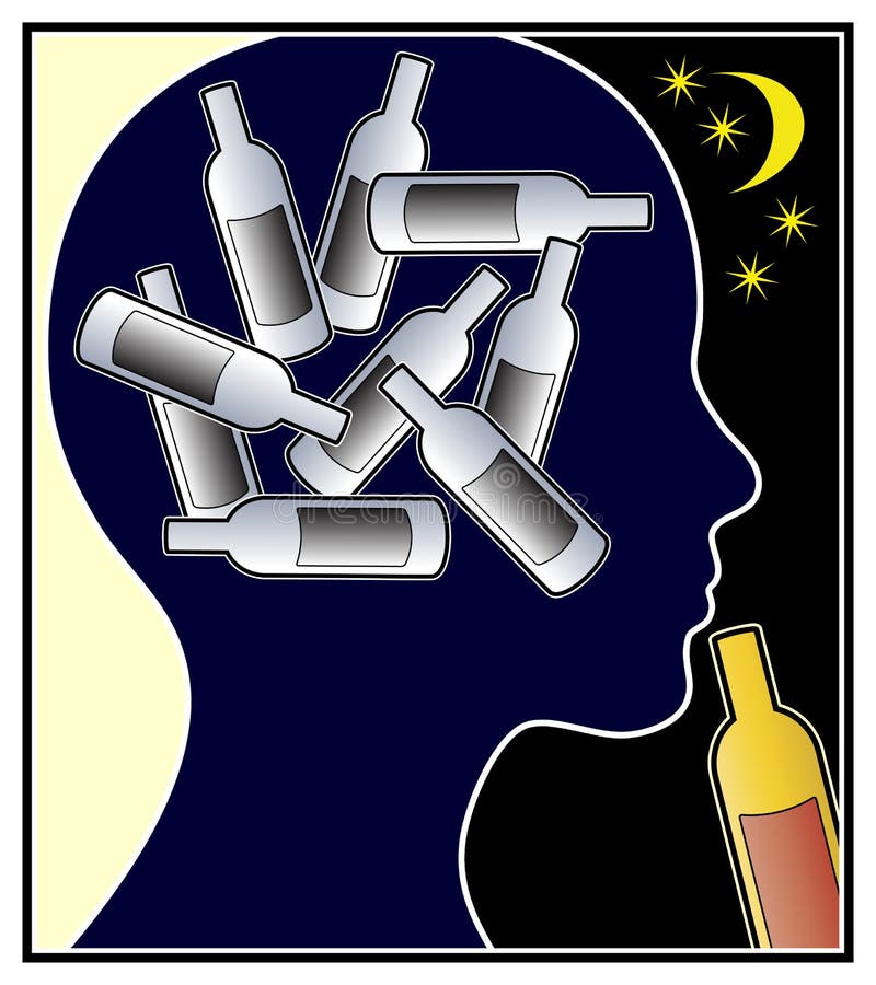 Alcohol Addicted Woman stock illustration. Illustration of problem ...