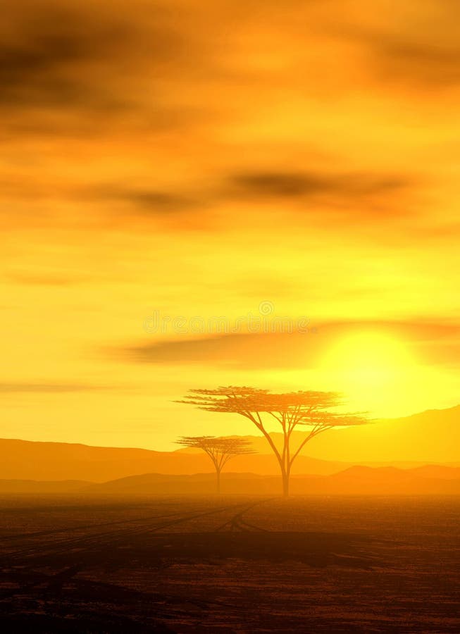 Paisaje Africano De La Sabana Ilustración del Vector - Ilustración de ...