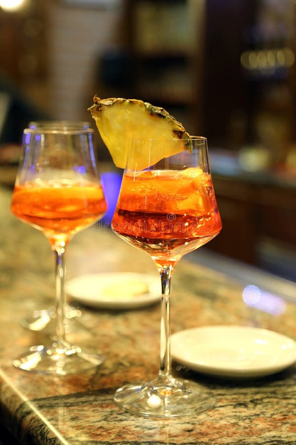 Alcohol Aperitif with a Glass Chalice at the Bar Stock Image - Image of ...