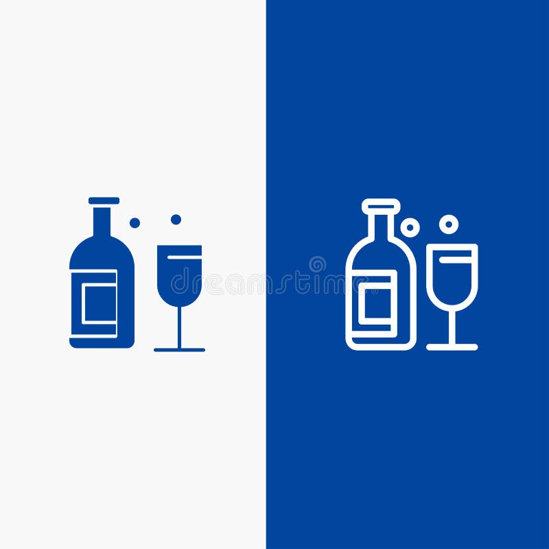 Alcohol, Bar, Drink, Whiskey Line and Glyph Solid Icon Blue Banner Line ...