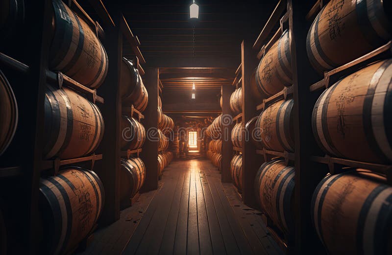 Alcohol Barrel Room Interior Created by Generative AI Stock ...