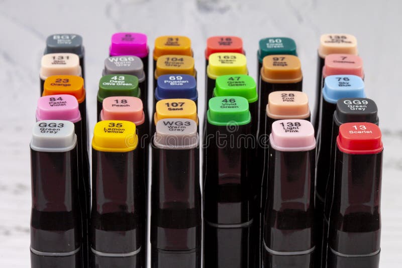 Alcohol-based Sketch, Drawing with Copic Style Markers. Stock Photo ...