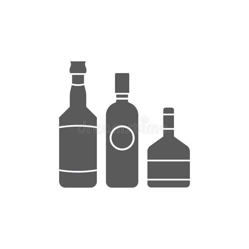Alcohol Beverage Bottles Icon Vector, Filled Flat Sign, Solid Pictogram ...