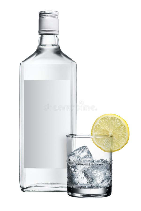 Alcohol bottle stock image. Image of vodka, isolated, lemon - 5631287