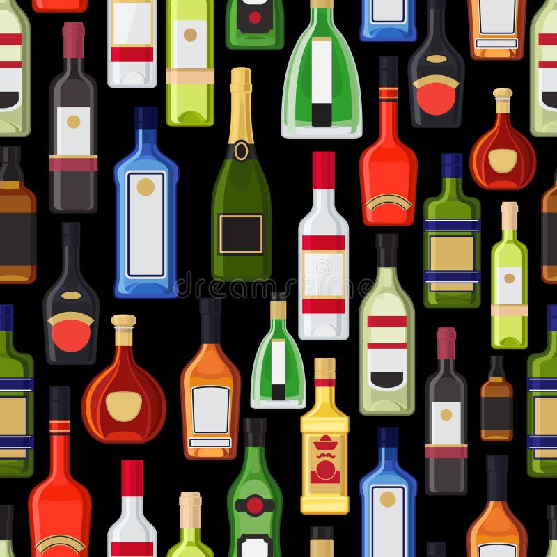 Alcohol bottles pattern stock vector. Illustration of drink - 87334943