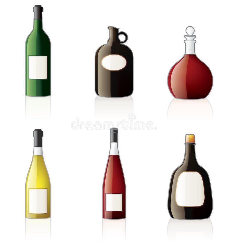 Alcohol Bottles Icons Set stock vector. Illustration of grey - 4300038