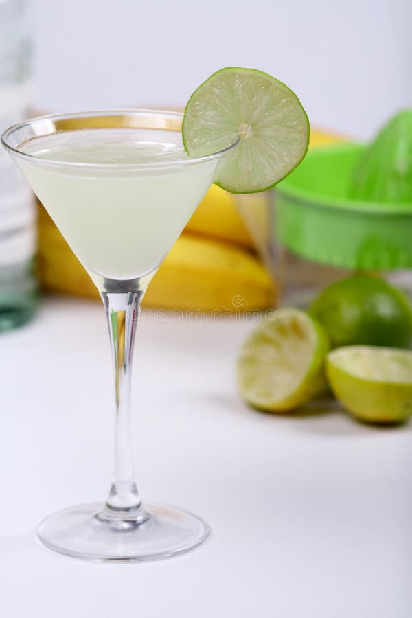 Alcohol Cocktail with Lime Juice Stock Photo - Image of glass ...