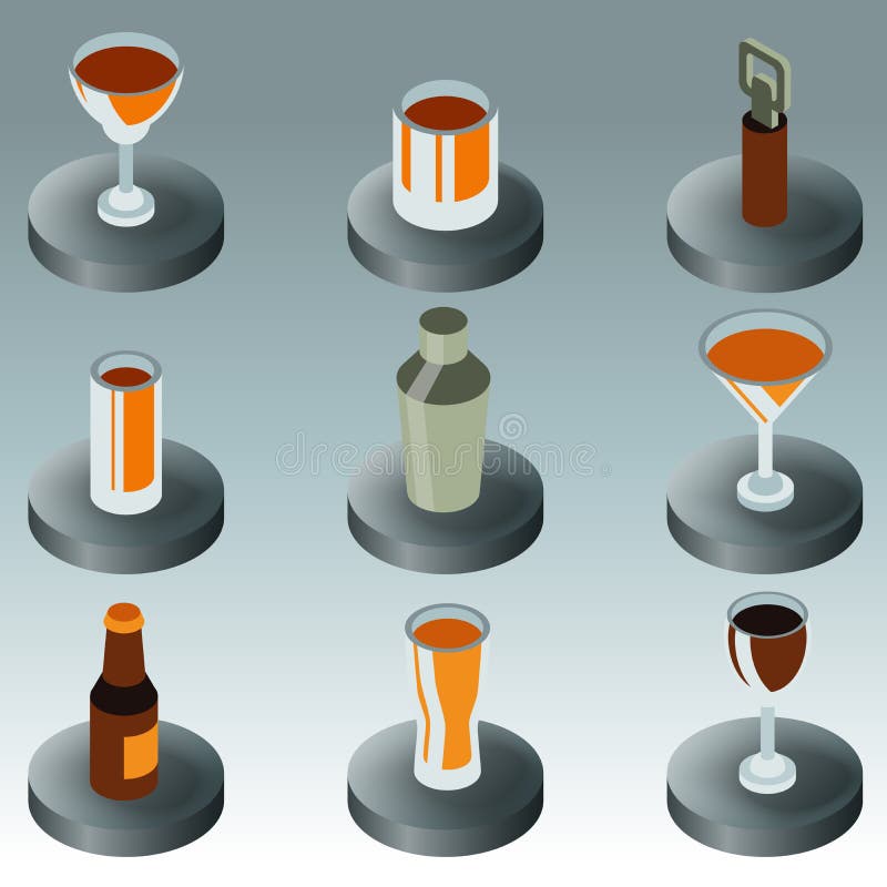 Alcohol Color Isometric Icons Stock Vector - Illustration of isometric ...