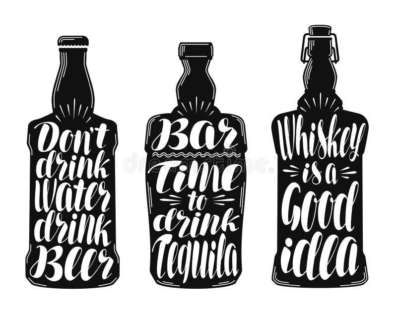 Alcohol Drink, Beverage Label Set. Collection Decorative Elements for ...