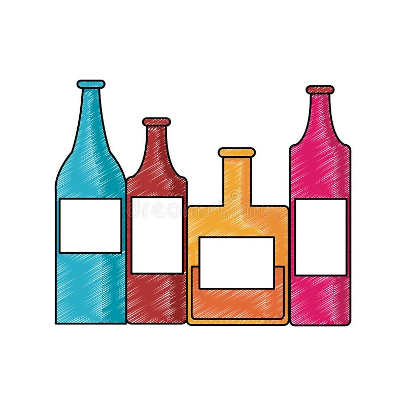 Alcohol bottles cartoon stock vector. Illustration of alcohol - 138693005