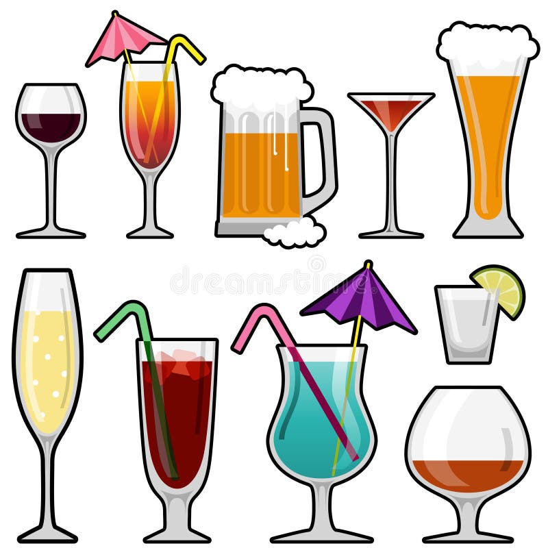 Alcohol drink icon set stock vector. Illustration of wine - 9922546