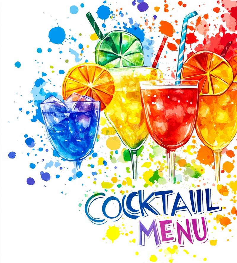 An Alcohol Drink-themed Watercolor Background for Use in Menu or Bar ...